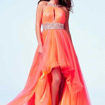 Sexy Orange Hi-lo Tulle Beaded Prom Dress Homecoming Party Formal ...