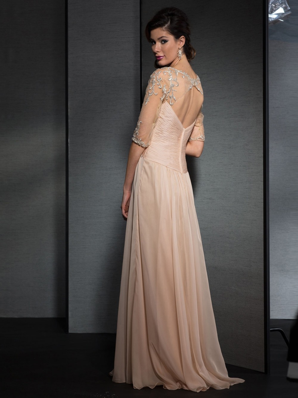 Custom Made Evening Dresses With Sheer Tulle 2015 Half Sleeve Prom ...